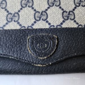 Gucci | Bags | Authentic Vintage Guccu Long Dary Navy Wallet With Coa ...